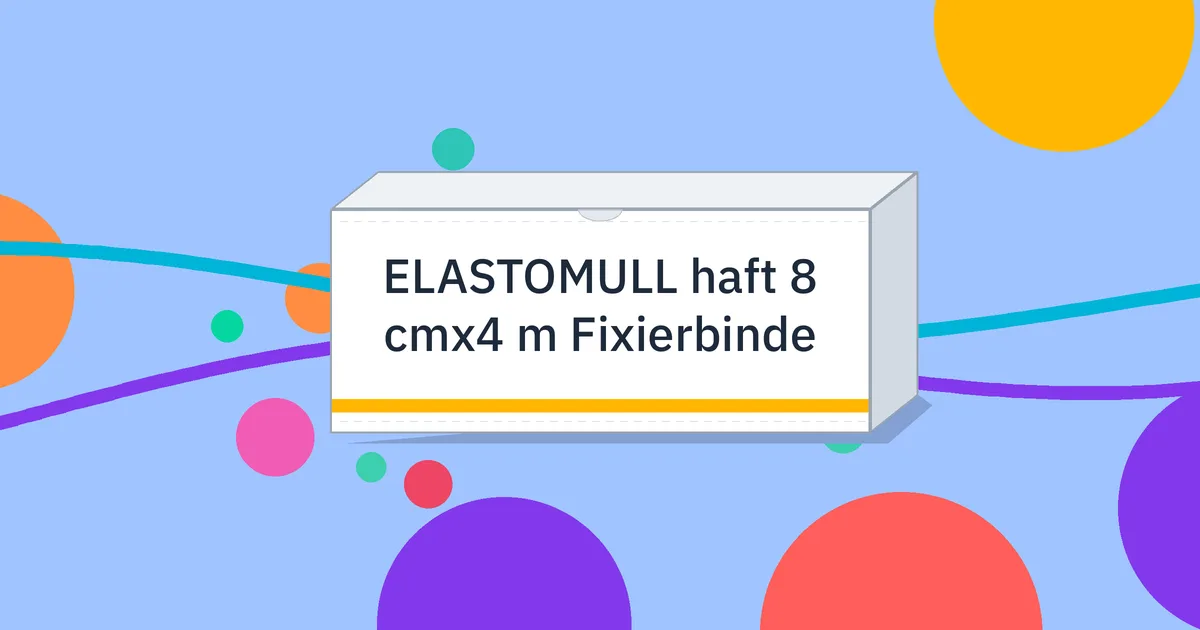 Symbolbild: Packung mit der Aufschrift ELASTOMULL haft 8 cmx4 m Fixierbinde (PZN 12656786) – Verfügbarkeit und Bezug in Apotheken in Frankfurt am Main