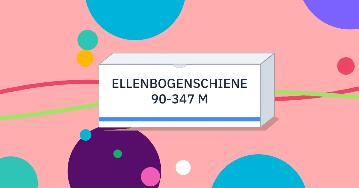 Symbolbild: Packung mit der Aufschrift ELLENBOGENSCHIENE 90-347 M (PZN 07763244) – Verfügbarkeit und Bezug in Apotheken in Frankfurt am Main