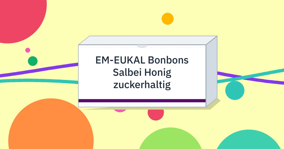Symbolbild: Packung mit der Aufschrift EM-EUKAL Bonbons Salbei Honig zuckerhaltig (PZN 06464456) – Verfügbarkeit und Bezug in Apotheken in Frankfurt am Main