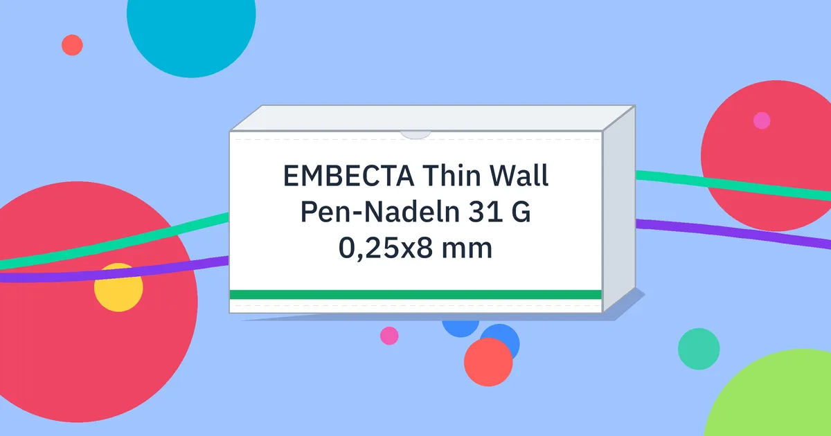 Symbolbild: Packung mit der Aufschrift EMBECTA Thin Wall Pen-Nadeln 31 G 0,25x8 mm (PZN 20623080) – Verfügbarkeit und Bezug in Apotheken in Frankfurt am Main