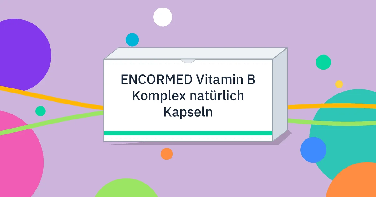 Symbolbild: Packung mit der Aufschrift ENCORMED Vitamin B Komplex natürlich Kapseln (PZN 11858387) – Verfügbarkeit und Bezug in Apotheken in Frankfurt am Main