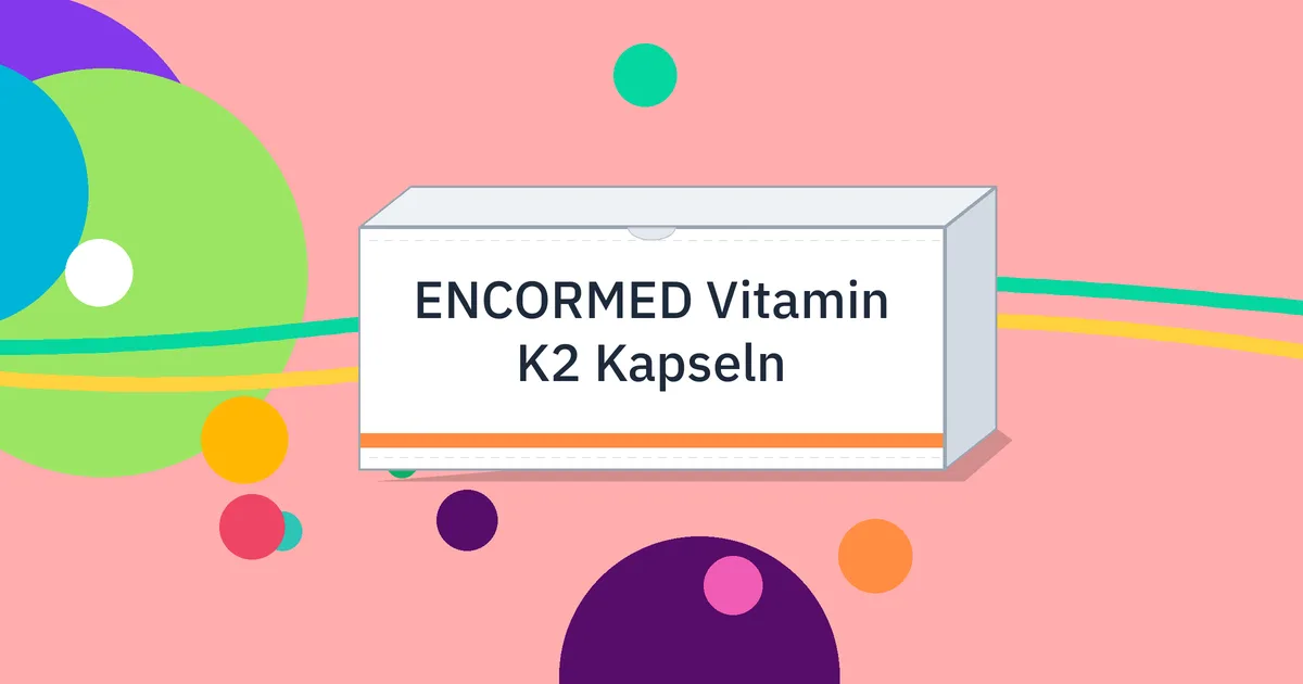 Symbolbild: Packung mit der Aufschrift ENCORMED Vitamin K2 Kapseln (PZN 13905636) – Verfügbarkeit und Bezug in Apotheken in Frankfurt am Main