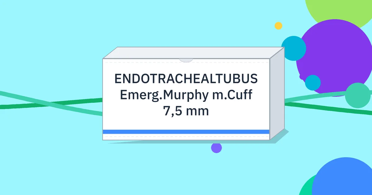 Symbolbild: Packung mit der Aufschrift ENDOTRACHEALTUBUS Emerg.Murphy m.Cuff 7,5 mm (PZN 07220101) – Verfügbarkeit und Bezug in Apotheken in Frankfurt am Main