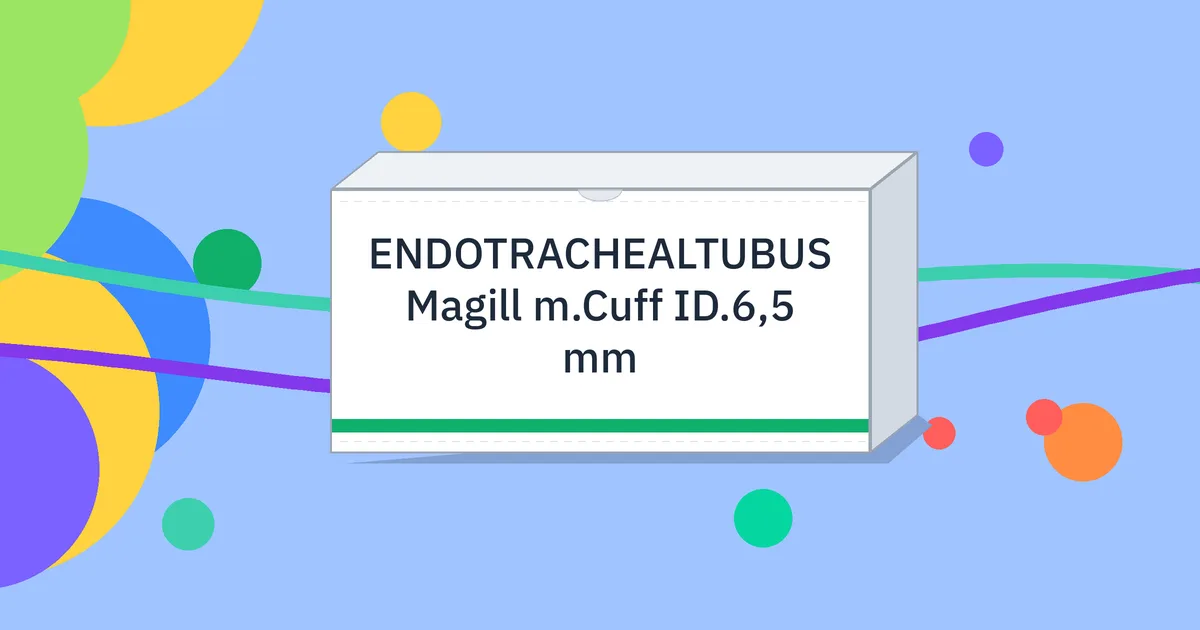 Symbolbild: Packung mit der Aufschrift ENDOTRACHEALTUBUS Magill m.Cuff ID.6,5 mm (PZN 07217493) – Verfügbarkeit und Bezug in Apotheken in Frankfurt am Main