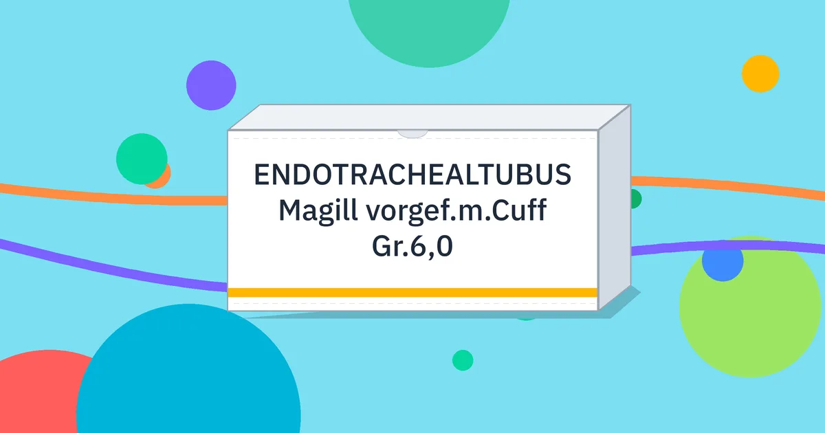 Symbolbild: Packung mit der Aufschrift ENDOTRACHEALTUBUS Magill vorgef.m.Cuff Gr.6,0 (PZN 00141255) – Verfügbarkeit und Bezug in Apotheken in Frankfurt am Main