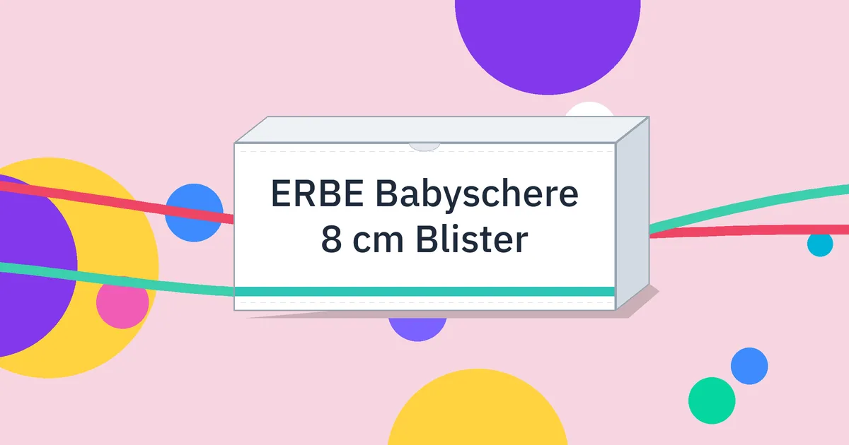 Symbolbild: Packung mit der Aufschrift ERBE Babyschere 8 cm Blister (PZN 06849908) – Verfügbarkeit und Bezug in Apotheken in Frankfurt am Main