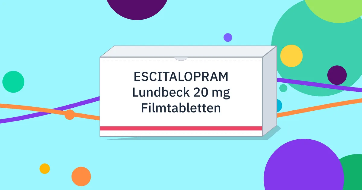 Symbolbild: Packung mit der Aufschrift ESCITALOPRAM Lundbeck 20 mg Filmtabletten (PZN 10358168) – Verfügbarkeit und Bezug in Apotheken in Frankfurt am Main