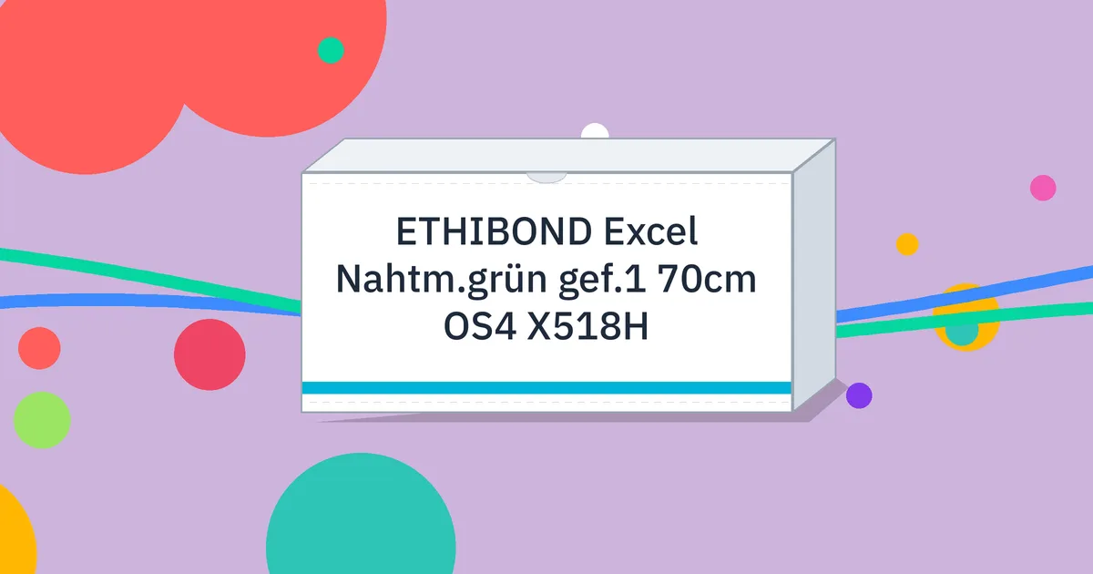 Symbolbild: Packung mit der Aufschrift ETHIBOND Excel Nahtm.grün gef.1 70cm OS4 X518H (PZN 20896168) – Verfügbarkeit und Bezug in Apotheken in Frankfurt am Main