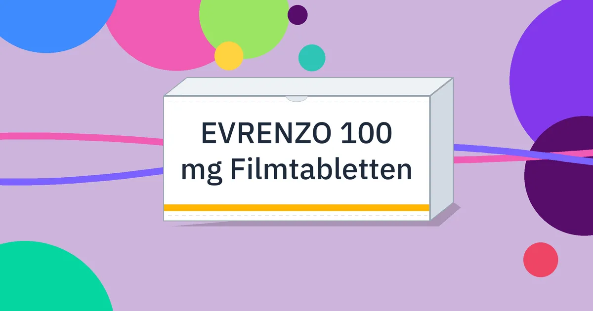 Symbolbild: Packung mit der Aufschrift EVRENZO 100 mg Filmtabletten (PZN 20126884) – Verfügbarkeit und Bezug in Apotheken in Frankfurt am Main