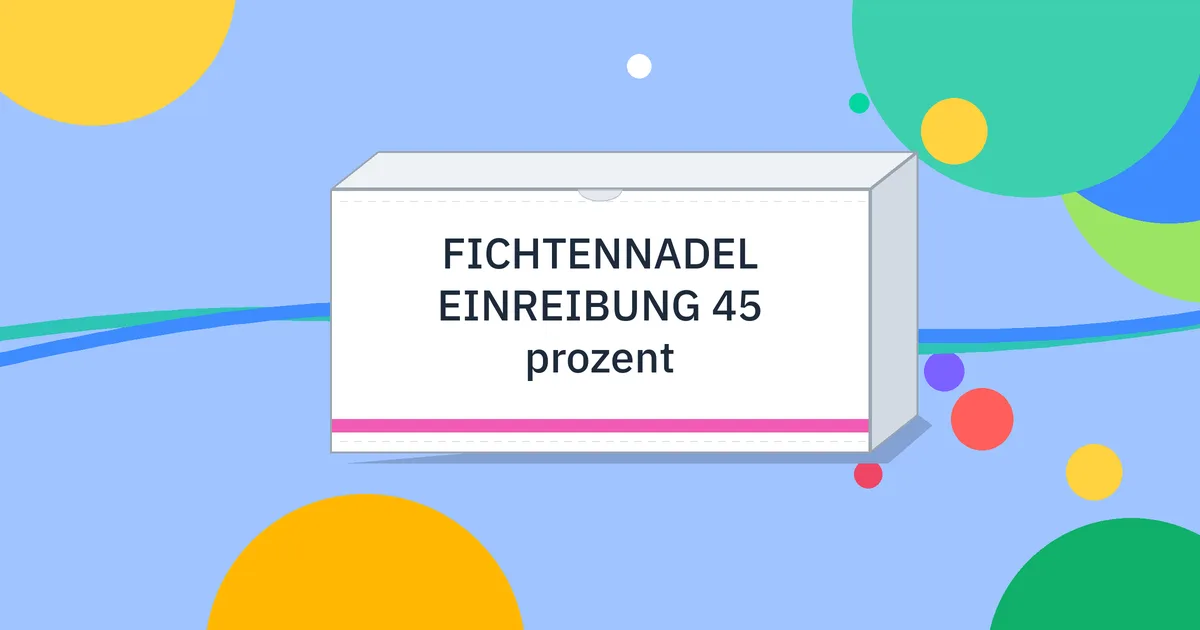 Symbolbild: Packung mit der Aufschrift FICHTENNADEL EINREIBUNG 45 prozent (PZN 03457697) – Verfügbarkeit und Bezug in Apotheken in Frankfurt am Main