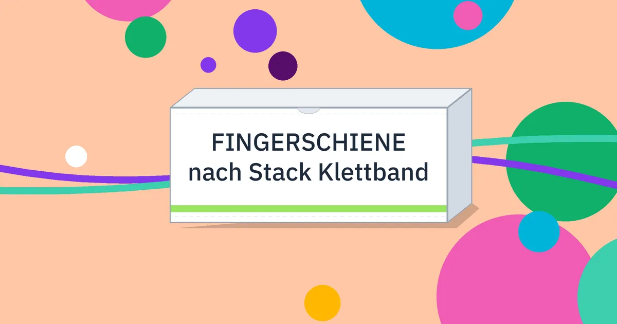 Symbolbild: Packung mit der Aufschrift FINGERSCHIENE nach Stack Klettband (PZN 02178676) – Verfügbarkeit und Bezug in Apotheken in Frankfurt am Main