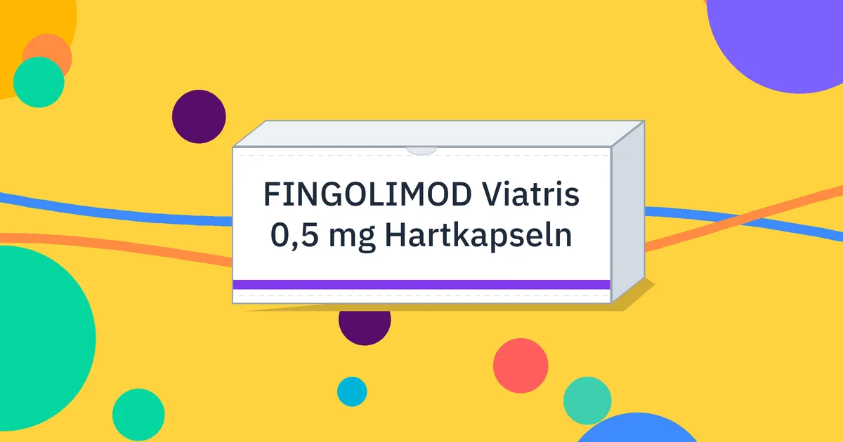 Symbolbild: Packung mit der Aufschrift FINGOLIMOD Viatris 0,5 mg Hartkapseln (PZN 20045275) – Verfügbarkeit und Bezug in Apotheken in Frankfurt am Main