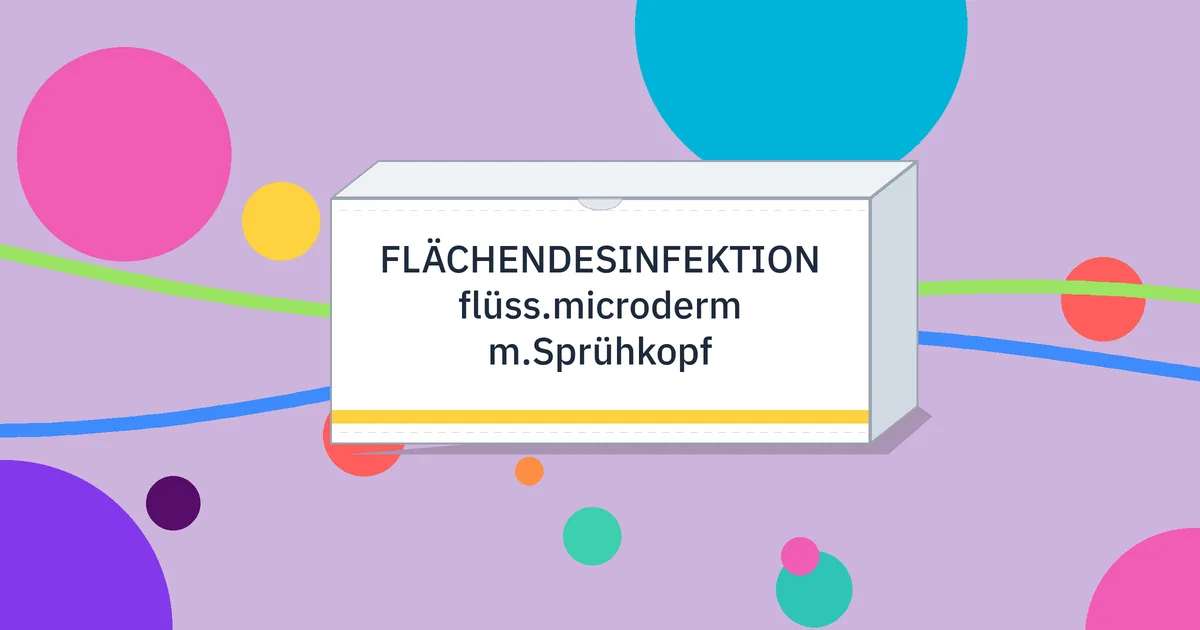 Symbolbild: Packung mit der Aufschrift FLÄCHENDESINFEKTION flüss.microderm m.Sprühkopf (PZN 17945064) – Verfügbarkeit und Bezug in Apotheken in Frankfurt am Main