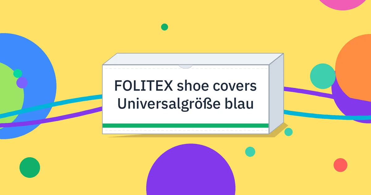 Symbolbild: Packung mit der Aufschrift FOLITEX shoe covers Universalgröße blau (PZN 16662111) – Verfügbarkeit und Bezug in Apotheken in Frankfurt am Main
