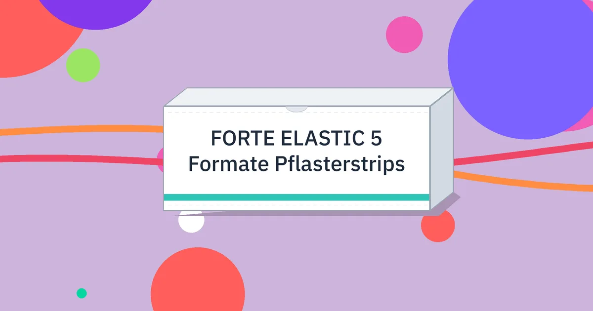 Symbolbild: Packung mit der Aufschrift FORTE ELASTIC 5 Formate Pflasterstrips (PZN 20128417) – Verfügbarkeit und Bezug in Apotheken in Frankfurt am Main