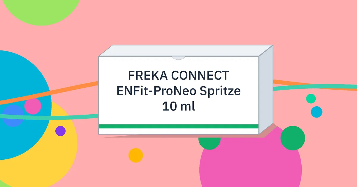 Symbolbild: Packung mit der Aufschrift FREKA CONNECT ENFit-ProNeo Spritze 10 ml (PZN 11266971) – Verfügbarkeit und Bezug in Apotheken in Frankfurt am Main