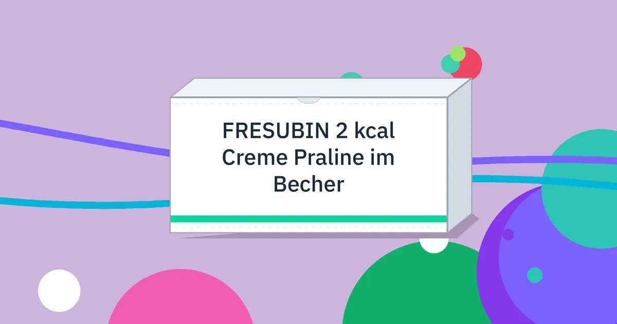 Symbolbild: Packung mit der Aufschrift FRESUBIN 2 kcal Creme Praline im Becher (PZN 18850153) – Verfügbarkeit und Bezug in Apotheken in Frankfurt am Main