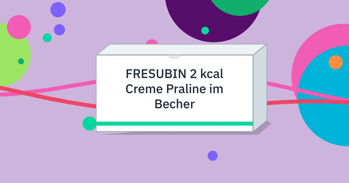Symbolbild: Packung mit der Aufschrift FRESUBIN 2 kcal Creme Praline im Becher (PZN 19732272) – Verfügbarkeit und Bezug in Apotheken in Frankfurt am Main