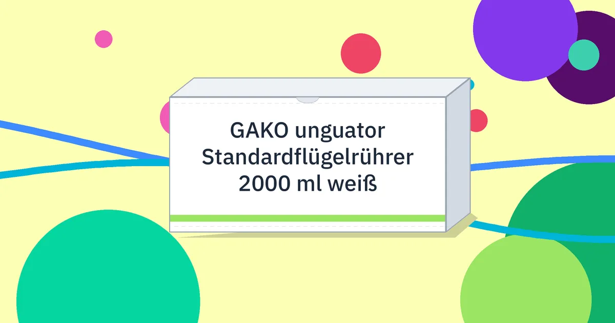 Symbolbild: Packung mit der Aufschrift GAKO unguator Standardflügelrührer 2000 ml weiß (PZN 11603799) – Verfügbarkeit und Bezug in Apotheken in Frankfurt am Main