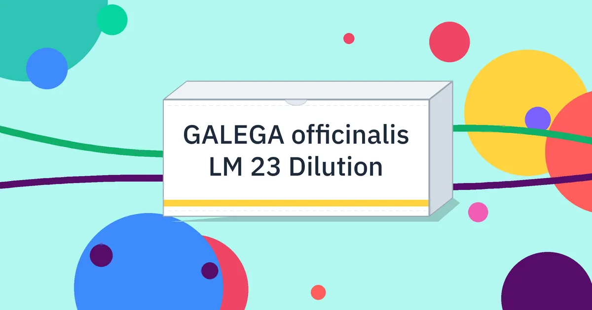Symbolbild: Packung mit der Aufschrift GALEGA officinalis LM 23 Dilution (PZN 13495888) – Verfügbarkeit und Bezug in Apotheken in Frankfurt am Main