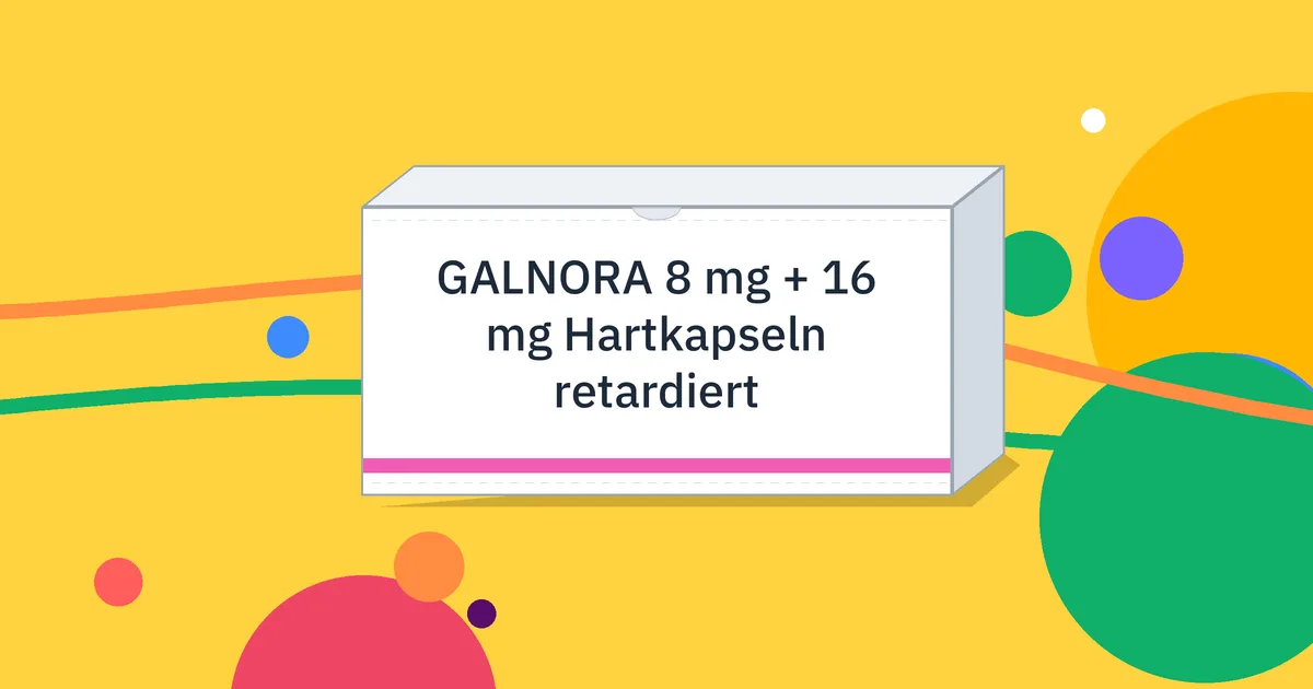 Symbolbild: Packung mit der Aufschrift GALNORA 8 mg + 16 mg Hartkapseln retardiert (PZN 10071001) – Verfügbarkeit und Bezug in Apotheken in Frankfurt am Main