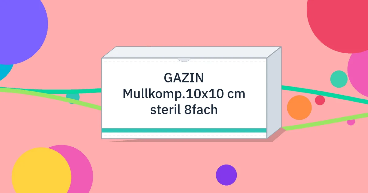 Symbolbild: Packung mit der Aufschrift GAZIN Mullkomp.10x10 cm steril 8fach (PZN 03448988) – Verfügbarkeit und Bezug in Apotheken in Frankfurt am Main