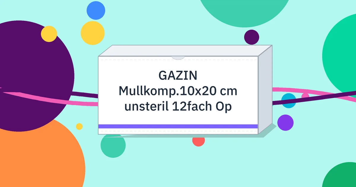Symbolbild: Packung mit der Aufschrift GAZIN Mullkomp.10x20 cm unsteril 12fach Op (PZN 03959453) – Verfügbarkeit und Bezug in Apotheken in Frankfurt am Main