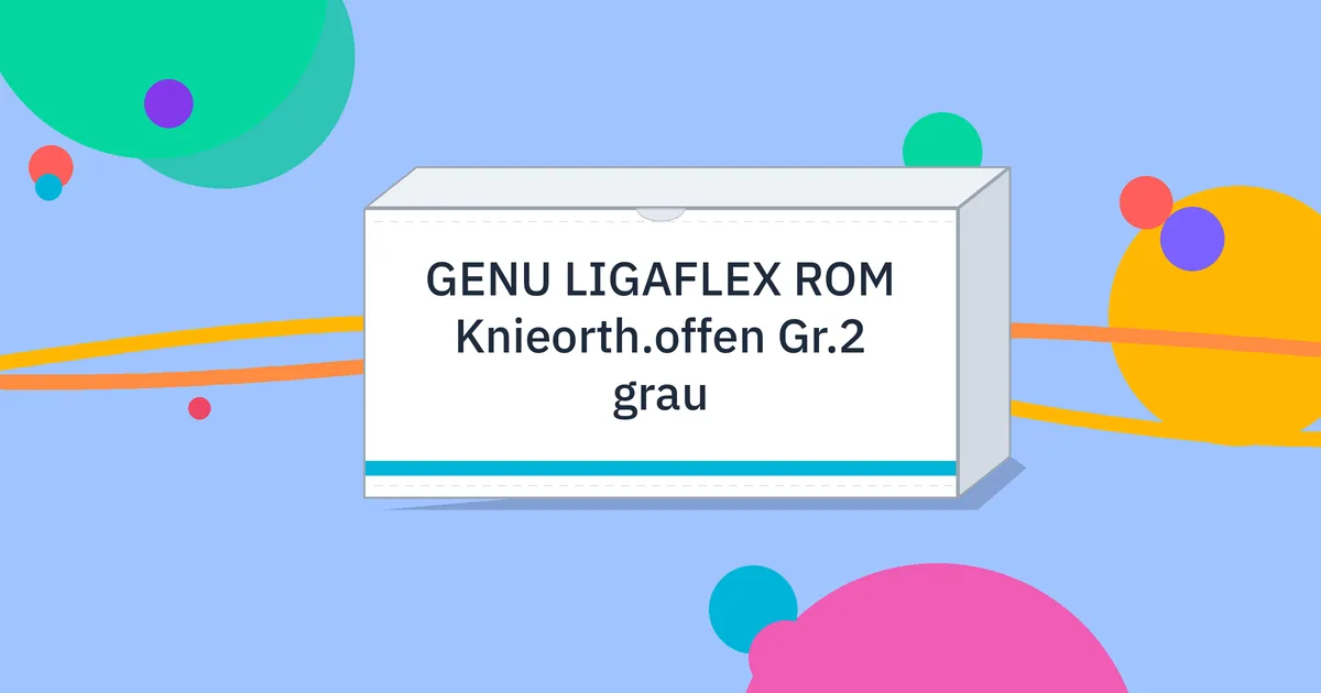 Symbolbild: Packung mit der Aufschrift GENU LIGAFLEX ROM Knieorth.offen Gr.2 grau (PZN 13157335) – Verfügbarkeit und Bezug in Apotheken in Frankfurt am Main