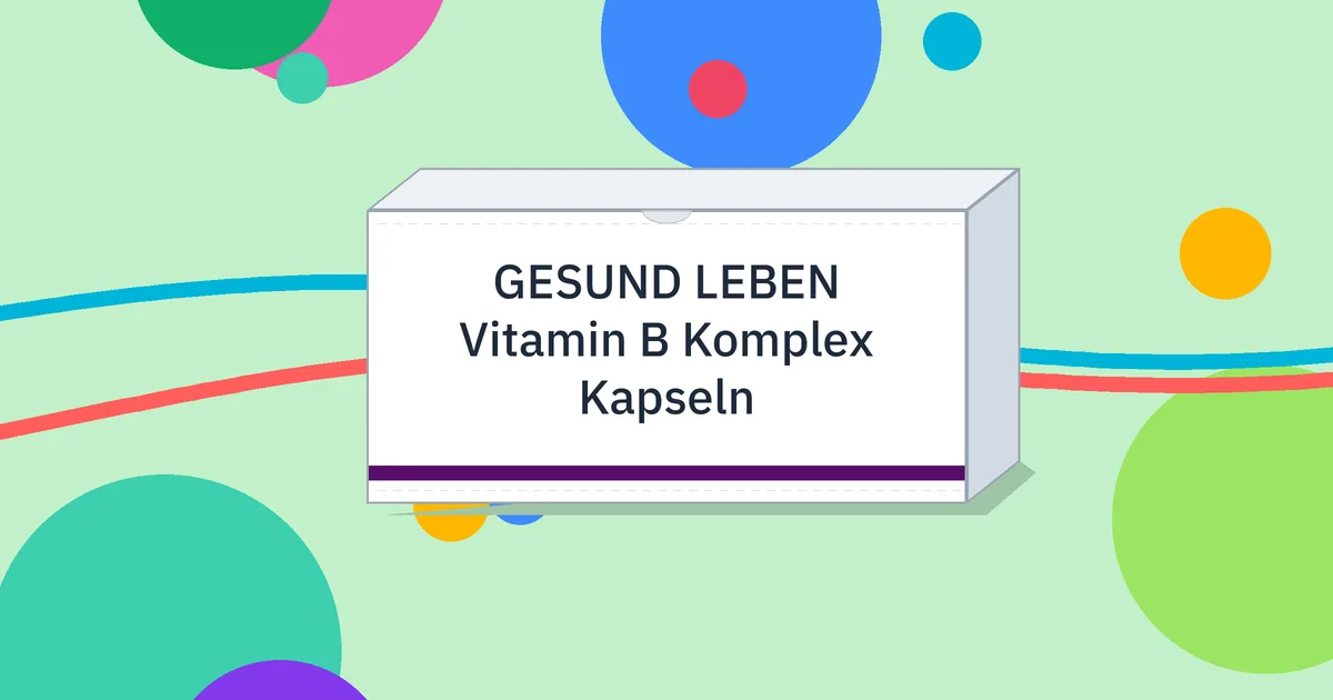 Symbolbild: Packung mit der Aufschrift GESUND LEBEN Vitamin B Komplex Kapseln (PZN 18771703) – Verfügbarkeit und Bezug in Apotheken in Frankfurt am Main