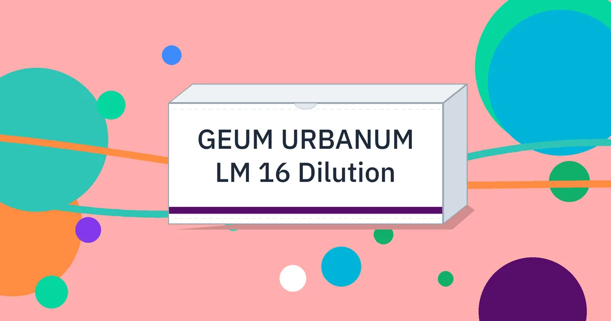 Symbolbild: Packung mit der Aufschrift GEUM URBANUM LM 16 Dilution (PZN 13543788) – Verfügbarkeit und Bezug in Apotheken in Frankfurt am Main