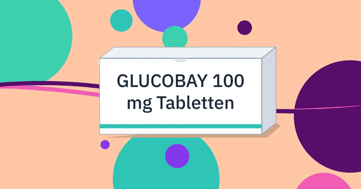 Symbolbild: Packung mit der Aufschrift GLUCOBAY 100 mg Tabletten (PZN 00963833) – Verfügbarkeit und Bezug in Apotheken in Frankfurt am Main