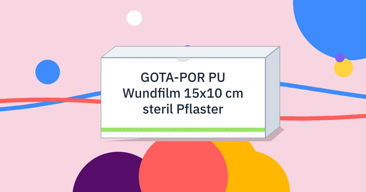 Symbolbild: Packung mit der Aufschrift GOTA-POR PU Wundfilm 15x10 cm steril Pflaster (PZN 00468476) – Verfügbarkeit und Bezug in Apotheken in Frankfurt am Main