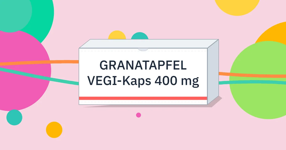 Symbolbild: Packung mit der Aufschrift GRANATAPFEL VEGI-Kaps 400 mg (PZN 04961883) – Verfügbarkeit und Bezug in Apotheken in Frankfurt am Main