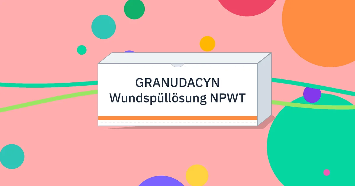 Symbolbild: Packung mit der Aufschrift GRANUDACYN Wundspüllösung NPWT (PZN 11865217) – Verfügbarkeit und Bezug in Apotheken in Frankfurt am Main