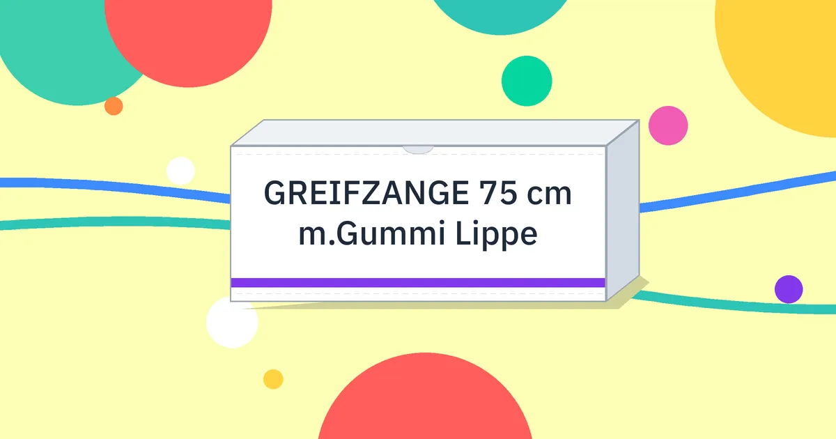 Symbolbild: Packung mit der Aufschrift GREIFZANGE 75 cm m.Gummi Lippe (PZN 01046406) – Verfügbarkeit und Bezug in Apotheken in Frankfurt am Main