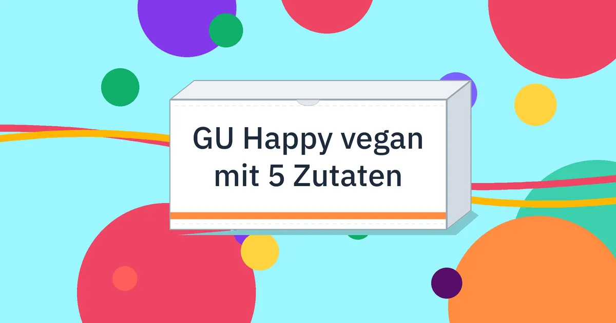 Symbolbild: Packung mit der Aufschrift GU Happy vegan mit 5 Zutaten (PZN 18166818) – Verfügbarkeit und Bezug in Apotheken in Frankfurt am Main