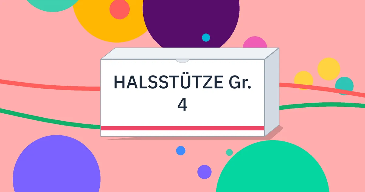 Symbolbild: Packung mit der Aufschrift HALSSTÜTZE Gr. 4 (PZN 02439289) – Verfügbarkeit und Bezug in Apotheken in Frankfurt am Main