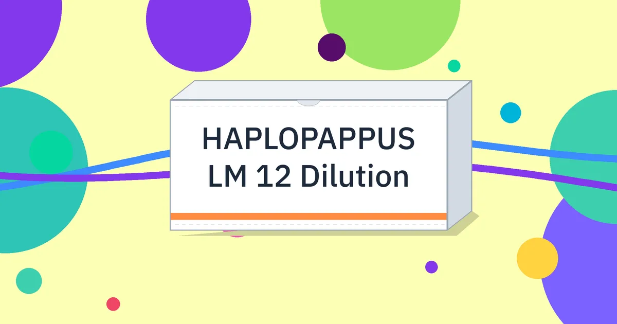 Symbolbild: Packung mit der Aufschrift HAPLOPAPPUS LM 12 Dilution (PZN 12884843) – Verfügbarkeit und Bezug in Apotheken in Frankfurt am Main