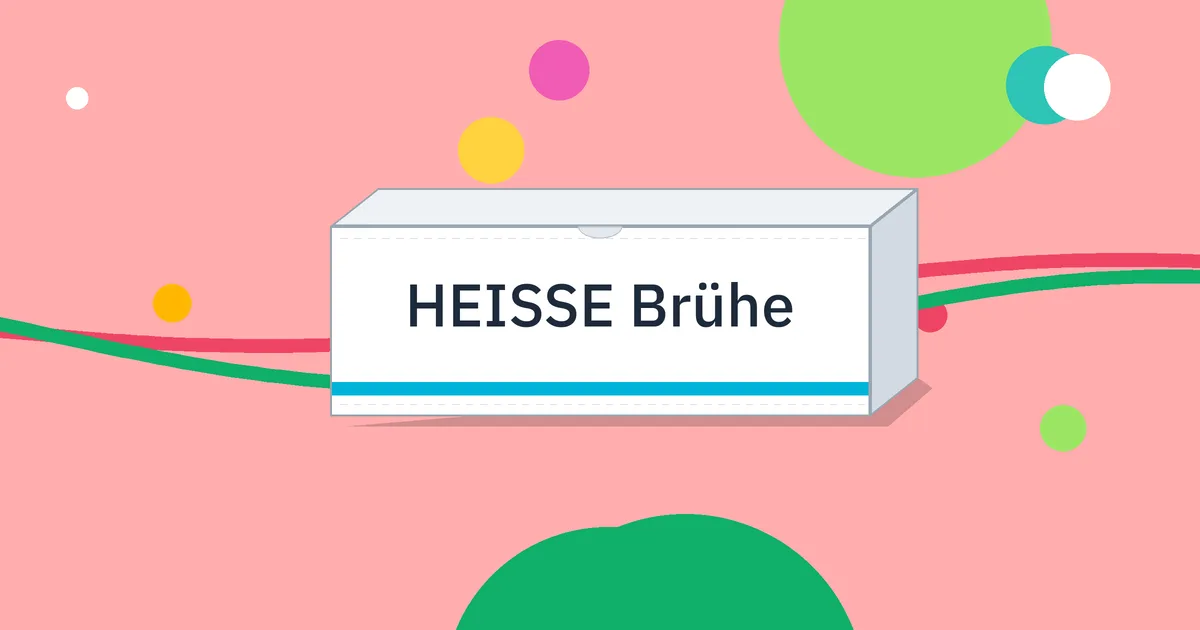 Symbolbild: Packung mit der Aufschrift HEISSE Brühe (PZN 05359332) – Verfügbarkeit und Bezug in Apotheken in Frankfurt am Main