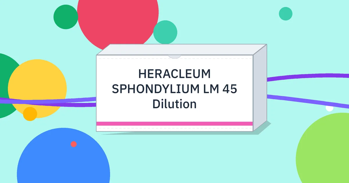 Symbolbild: Packung mit der Aufschrift HERACLEUM SPHONDYLIUM LM 45 Dilution (PZN 13552818) – Verfügbarkeit und Bezug in Apotheken in Frankfurt am Main