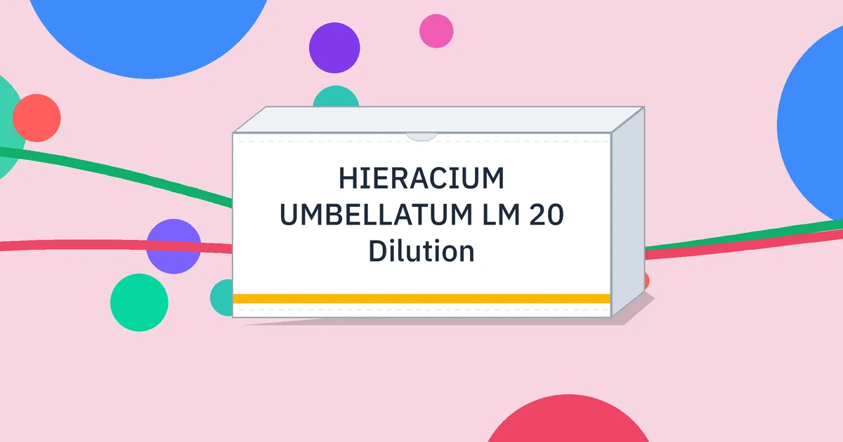 Symbolbild: Packung mit der Aufschrift HIERACIUM UMBELLATUM LM 20 Dilution (PZN 13554036) – Verfügbarkeit und Bezug in Apotheken in Frankfurt am Main