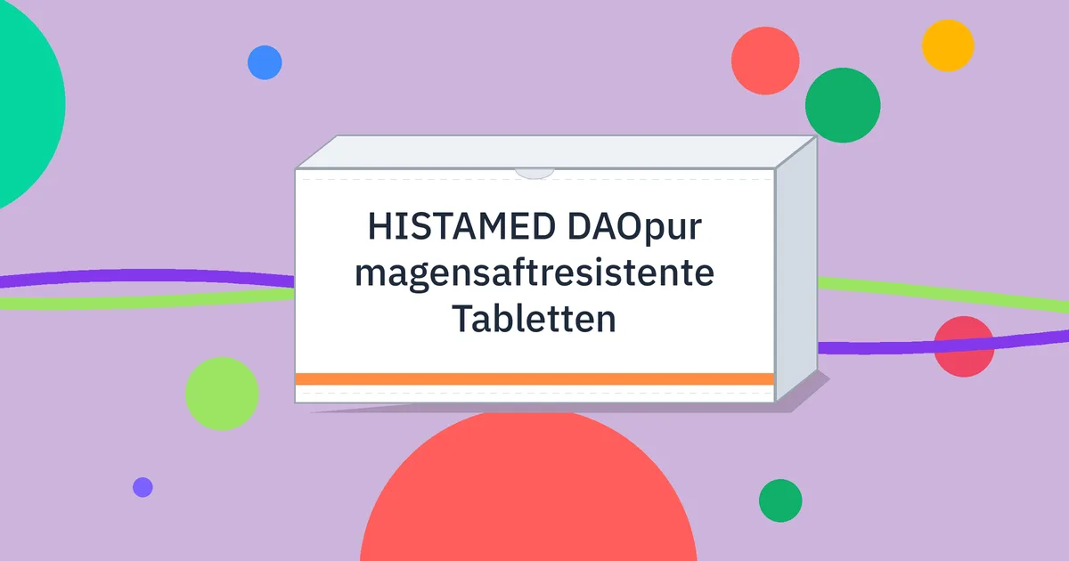 Symbolbild: Packung mit der Aufschrift HISTAMED DAOpur magensaftresistente Tabletten (PZN 17368885) – Verfügbarkeit und Bezug in Apotheken in Frankfurt am Main