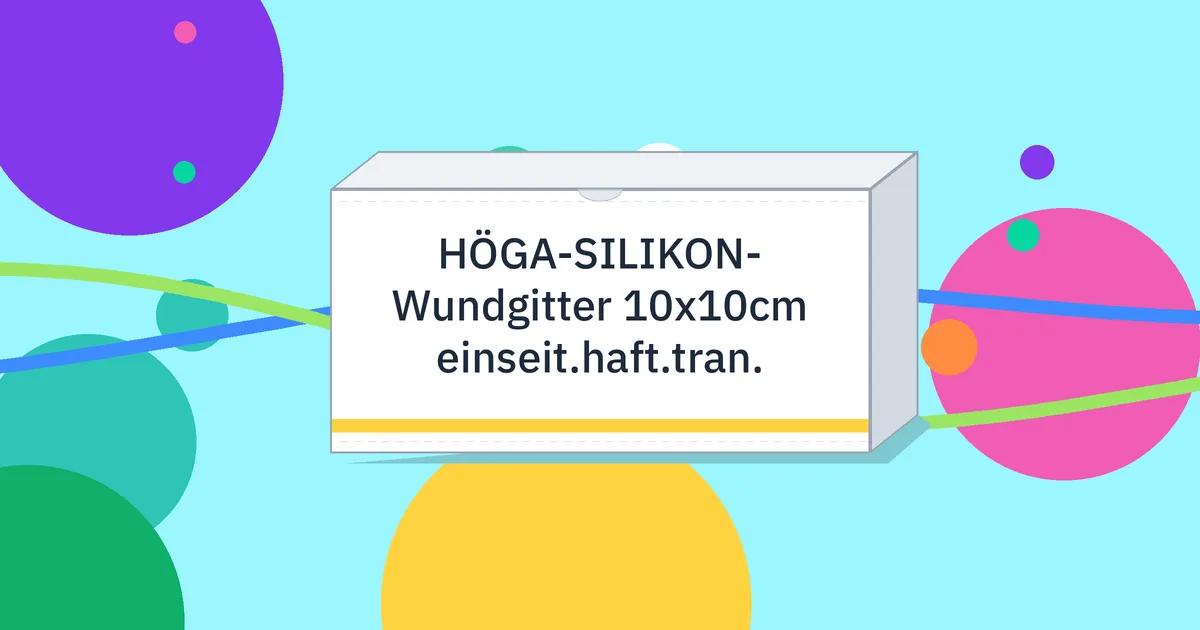 Symbolbild: Packung mit der Aufschrift HÖGA-SILIKON-Wundgitter 10x10cm einseit.haft.tran. (PZN 17445278) – Verfügbarkeit und Bezug in Apotheken in Frankfurt am Main