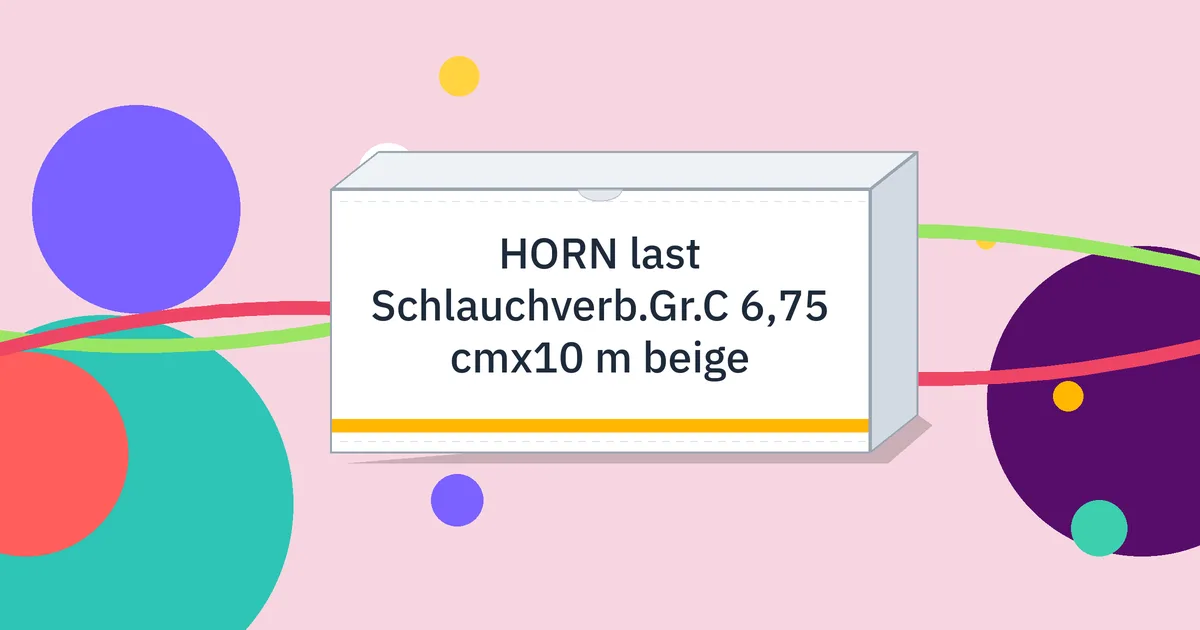 Symbolbild: Packung mit der Aufschrift HORN last Schlauchverb.Gr.C 6,75 cmx10 m beige (PZN 04635899) – Verfügbarkeit und Bezug in Apotheken in Frankfurt am Main