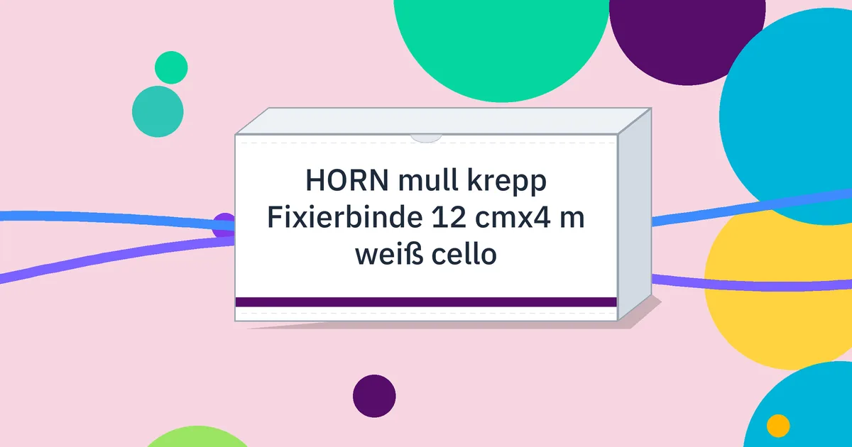 Symbolbild: Packung mit der Aufschrift HORN mull krepp Fixierbinde 12 cmx4 m weiß cello (PZN 04660615) – Verfügbarkeit und Bezug in Apotheken in Frankfurt am Main