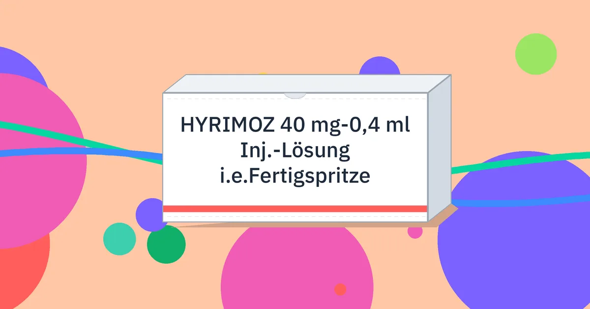 Symbolbild: Packung mit der Aufschrift HYRIMOZ 40 mg-0,4 ml Inj.-Lösung i.e.Fertigspritze (PZN 20227527) – Verfügbarkeit und Bezug in Apotheken in Frankfurt am Main