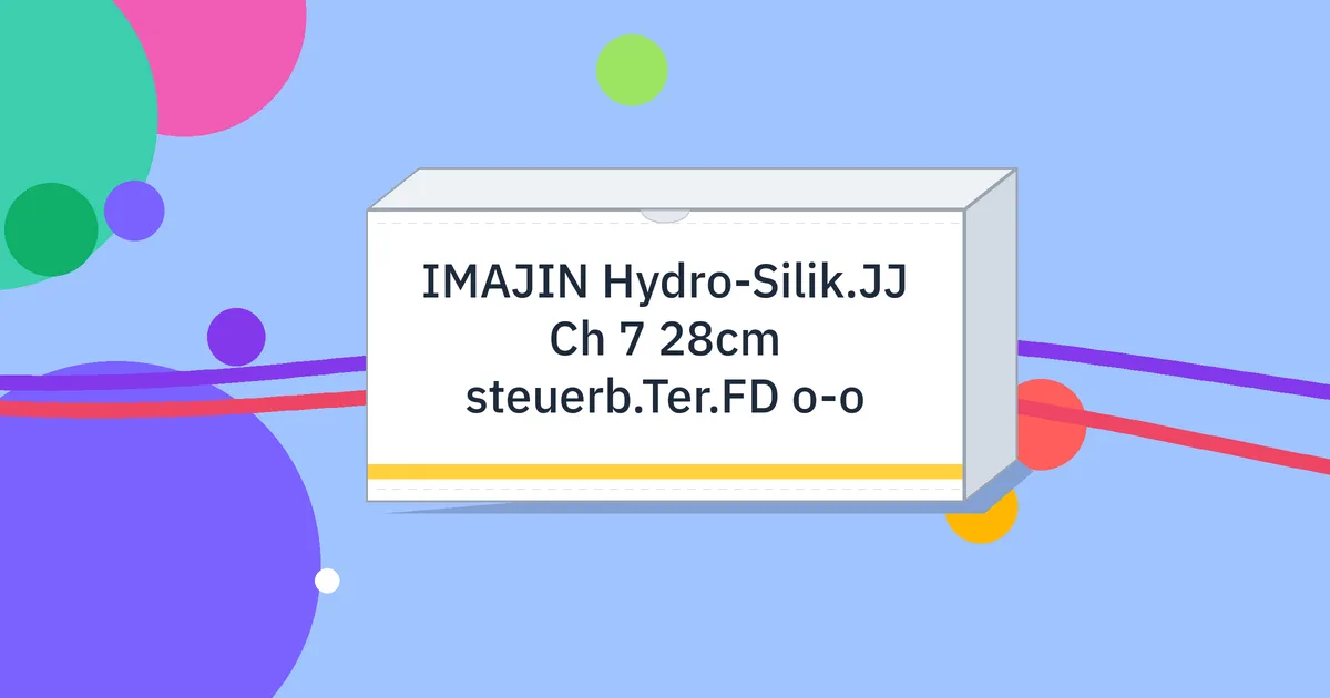 Symbolbild: Packung mit der Aufschrift IMAJIN Hydro-Silik.JJ Ch 7 28cm steuerb.Ter.FD o-o (PZN 17999114) – Verfügbarkeit und Bezug in Apotheken in Frankfurt am Main