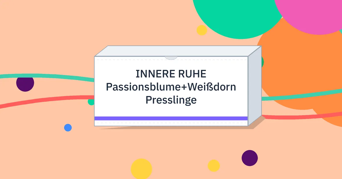 Symbolbild: Packung mit der Aufschrift INNERE RUHE Passionsblume+Weißdorn Presslinge (PZN 17953520) – Verfügbarkeit und Bezug in Apotheken in Frankfurt am Main