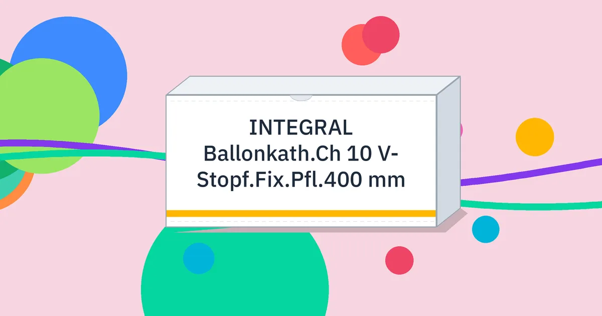 Symbolbild: Packung mit der Aufschrift INTEGRAL Ballonkath.Ch 10 V-Stopf.Fix.Pfl.400 mm (PZN 04018043) – Verfügbarkeit und Bezug in Apotheken in Frankfurt am Main