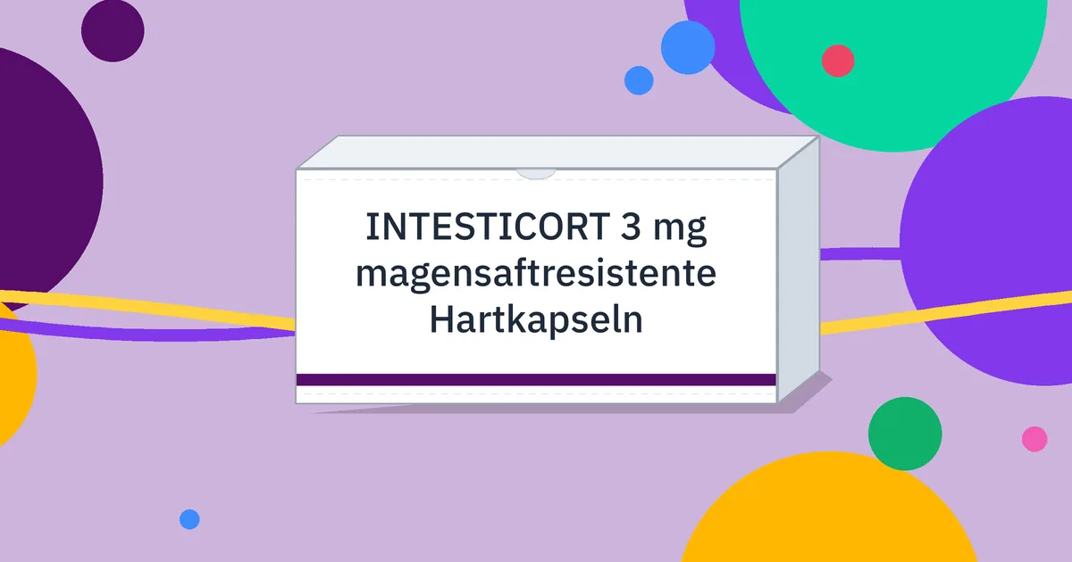 Symbolbild: Packung mit der Aufschrift INTESTICORT 3 mg magensaftresistente Hartkapseln (PZN 19382257) – Verfügbarkeit und Bezug in Apotheken in Frankfurt am Main